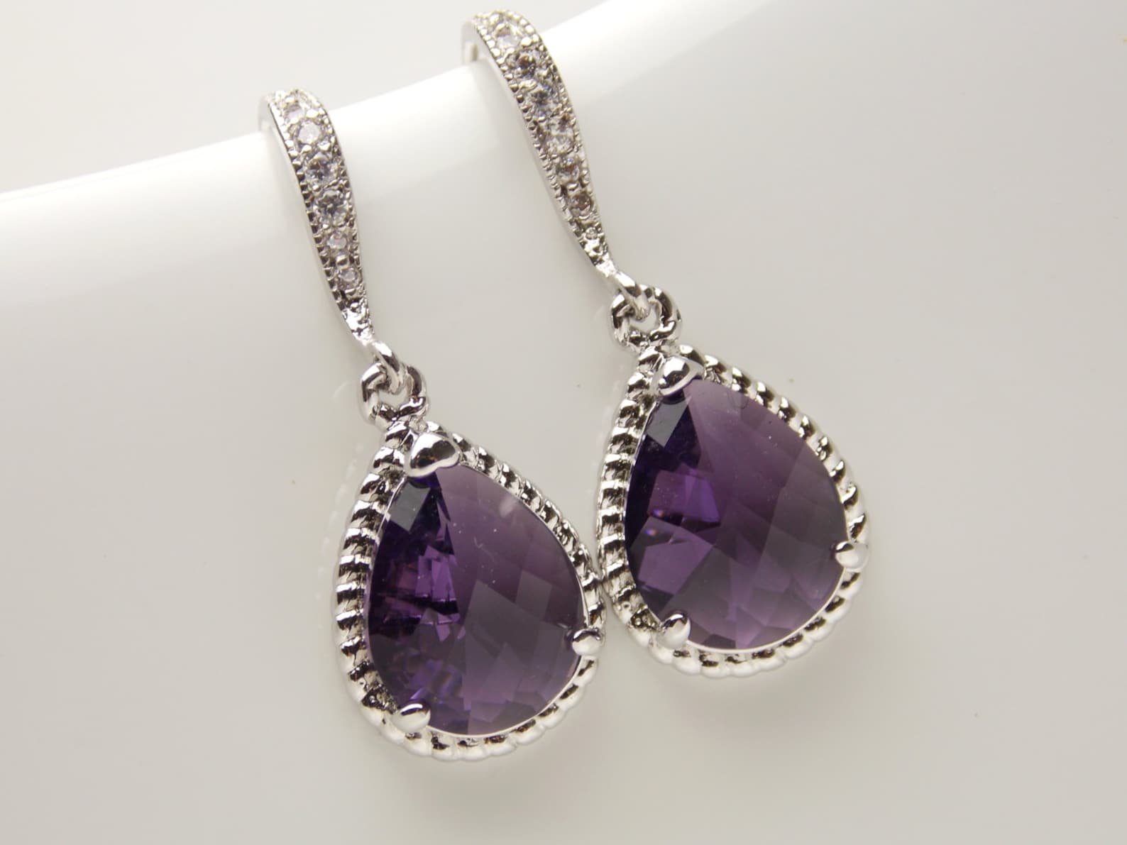 Purple Earrings and Necklace Set, Amethyst, Wedding Jewelry Set ...