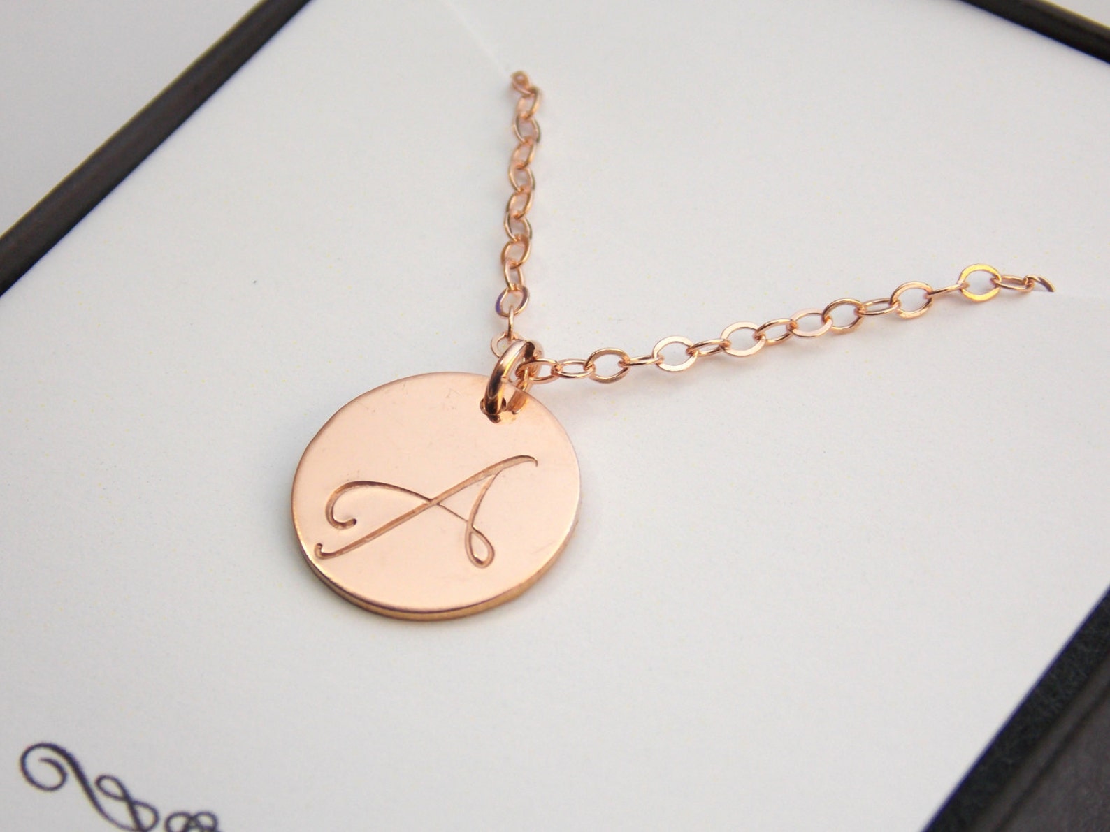 Rose Gold Initial Necklace Rose Gold Letter Necklace - Etsy