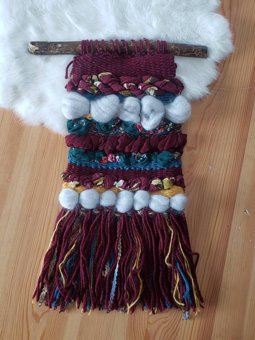 Autumn Weaving Maroon Fiber Art Unique Gift for Daughter - Etsy