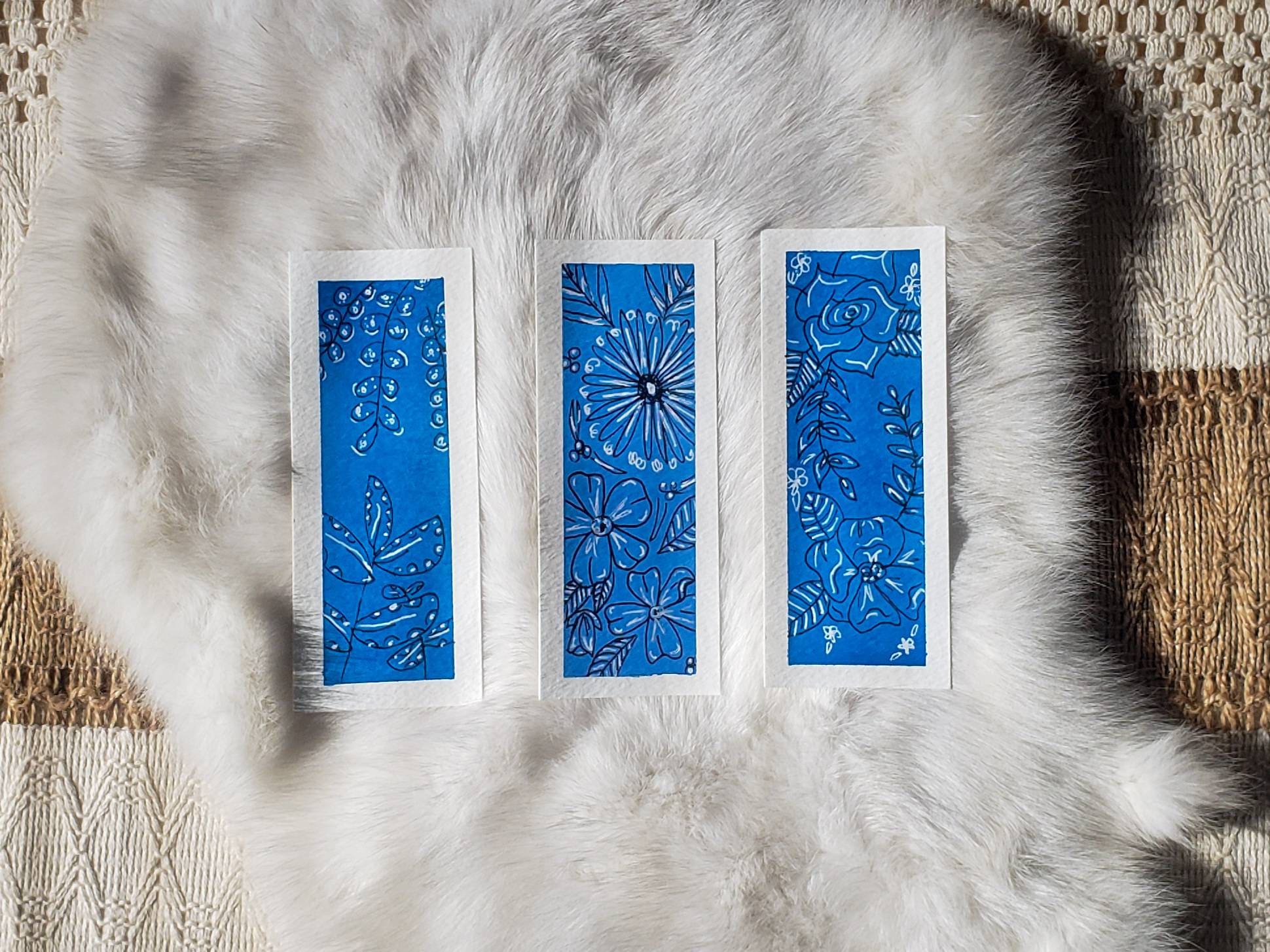 Blue Watercolor Bookmarks Floral and Houseplant Themes, Set of 6 ...