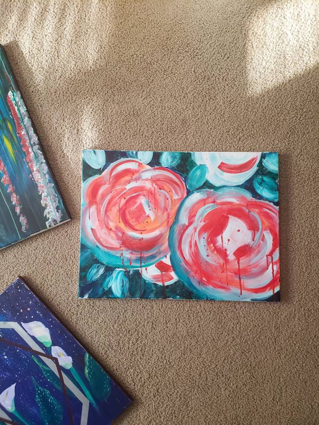 Red Rover Acrylic Painting Alice in Wonderland Inspired Art Bold Garden ...