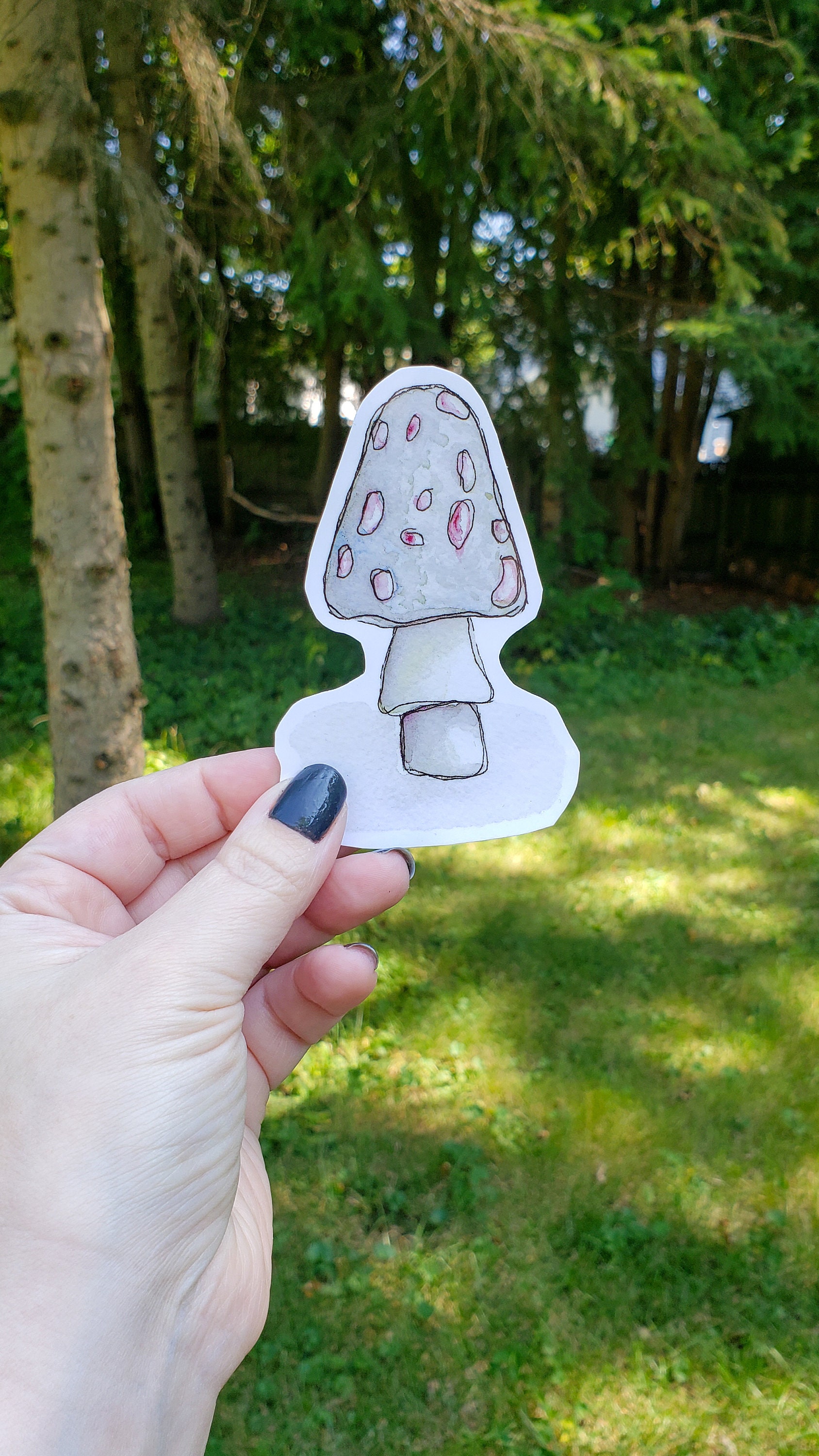 Blue Watercolor Mushrooms Sticker Decal, Whimsical Sticker for Laptop ...