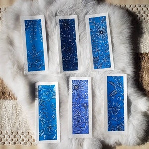 Blue Watercolor Bookmarks Floral and Houseplant Themes, Set of 6 ...