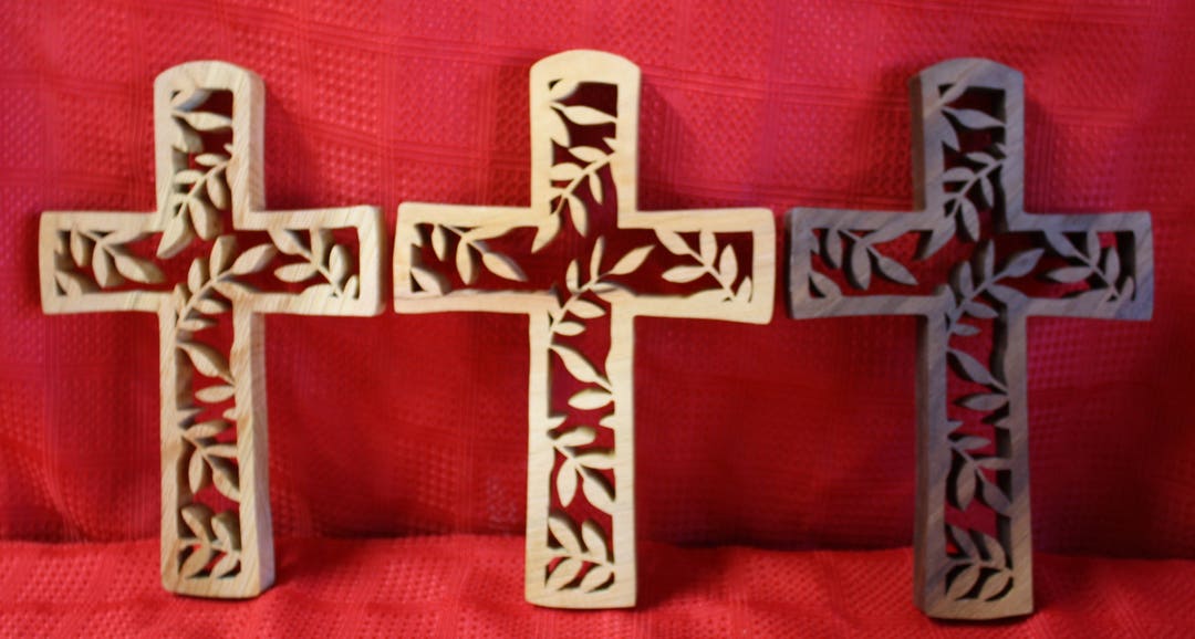 Leaf Cross Handcrafted From 3/4 Inch Hardwood. - Etsy