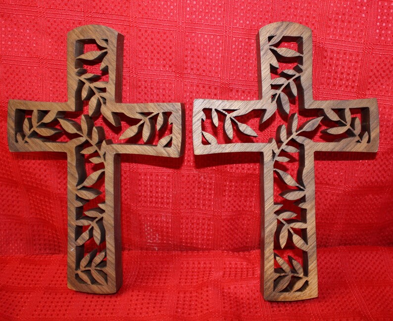 Leaf Cross Handcrafted From 3/4 Inch Hardwood. - Etsy