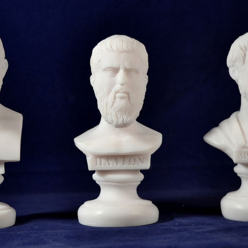 Bustos de sócrates, aristóteles y platón, estatuas de filósofos griegos ...