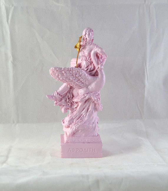 Venus Greek Goddess Aphrodite Swan Statue Pink Golden Flower | Etsy