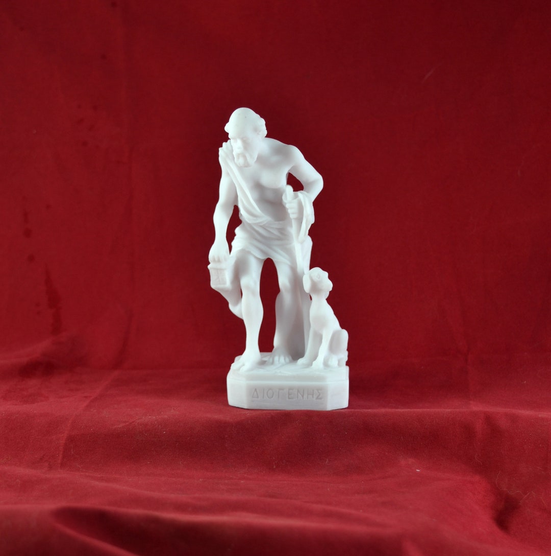 Diogenes Statue With Dog the Cynic, Greek Philosopher White 16cm - 6 ...