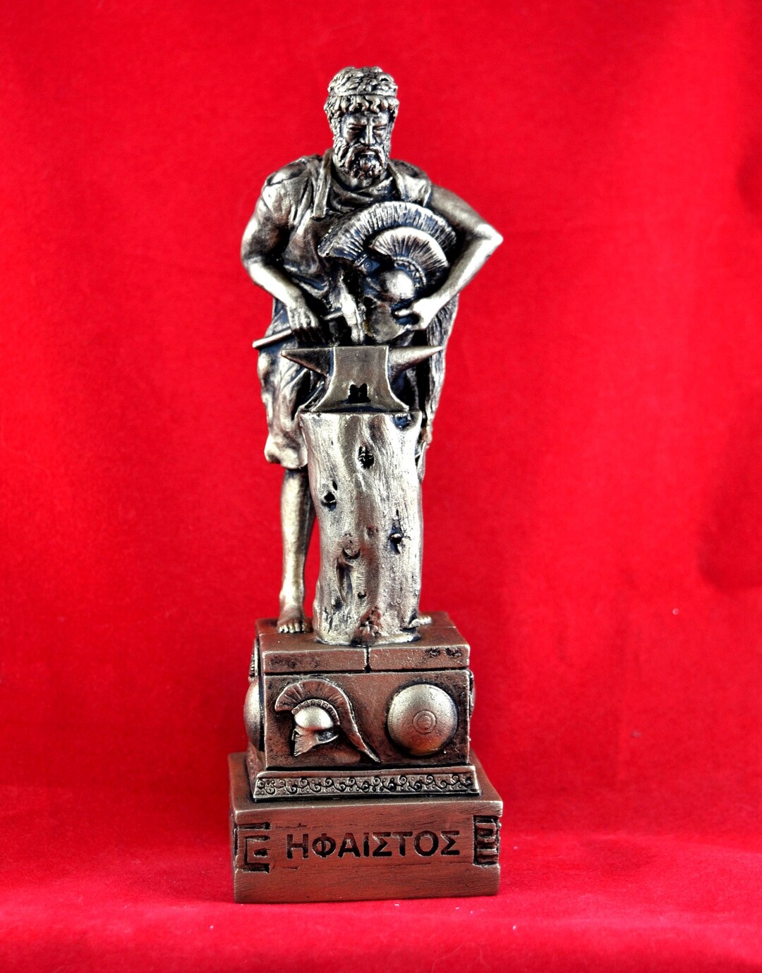 Hephaestus Statue: Gold Patina Greek God of Arts, Cast Marble (16 Cm ...