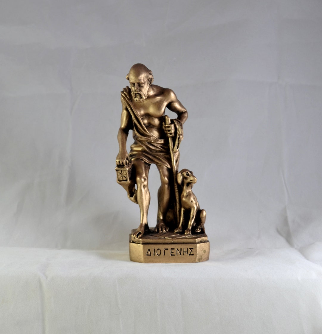 Diogenes Statue With Dog the Cynic, Greek Philosopher Gold 16cm 6.3in ...