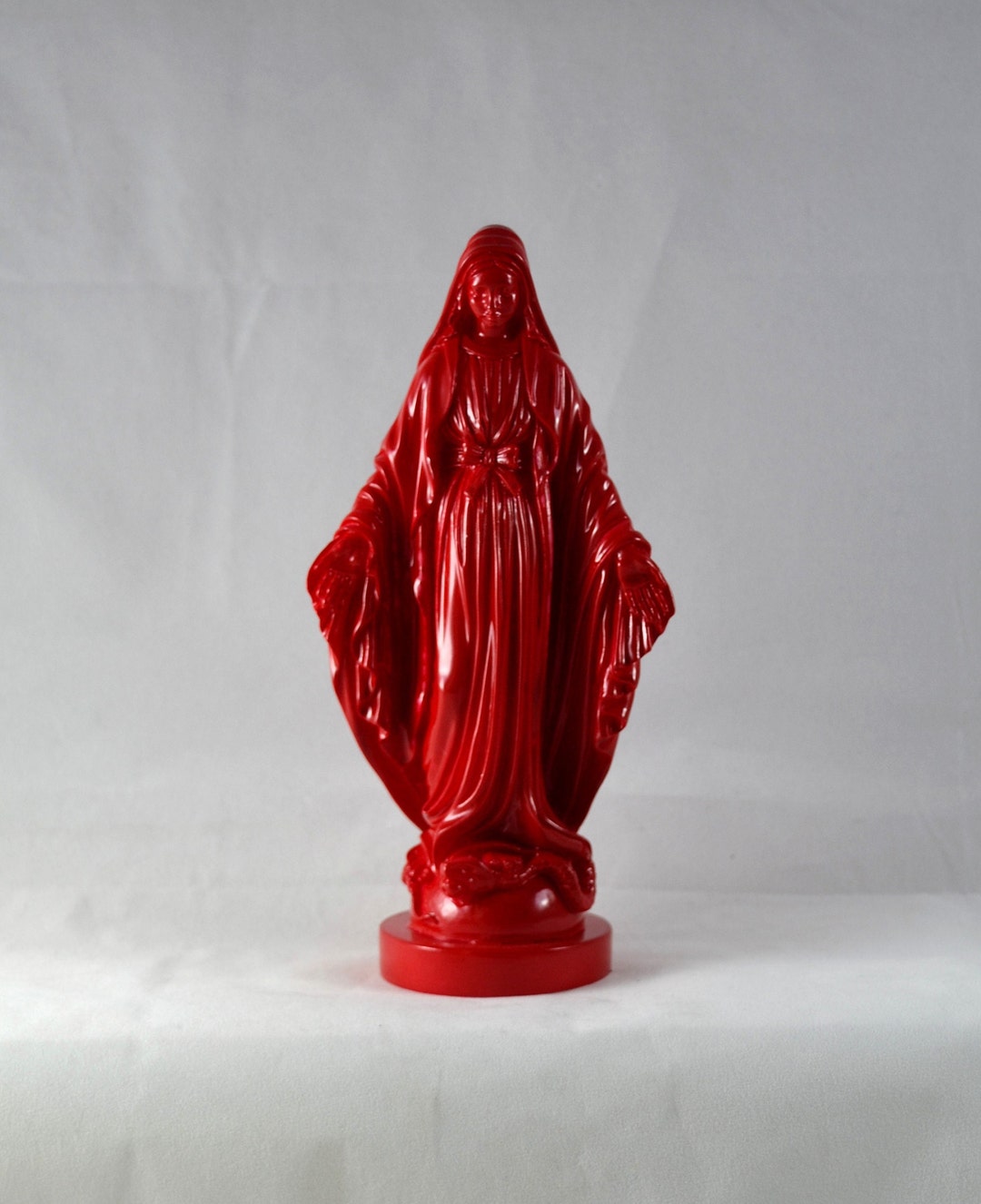 Virgin Mary Sculpture Madonna Marble Greek Red Religious Statue 17 Cm ...