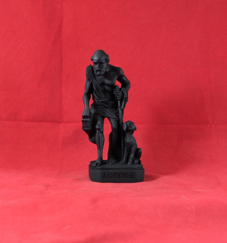 Diogenes Statue With Dog the Cynic, Greek Philosopher Black 16cm - 6 ...