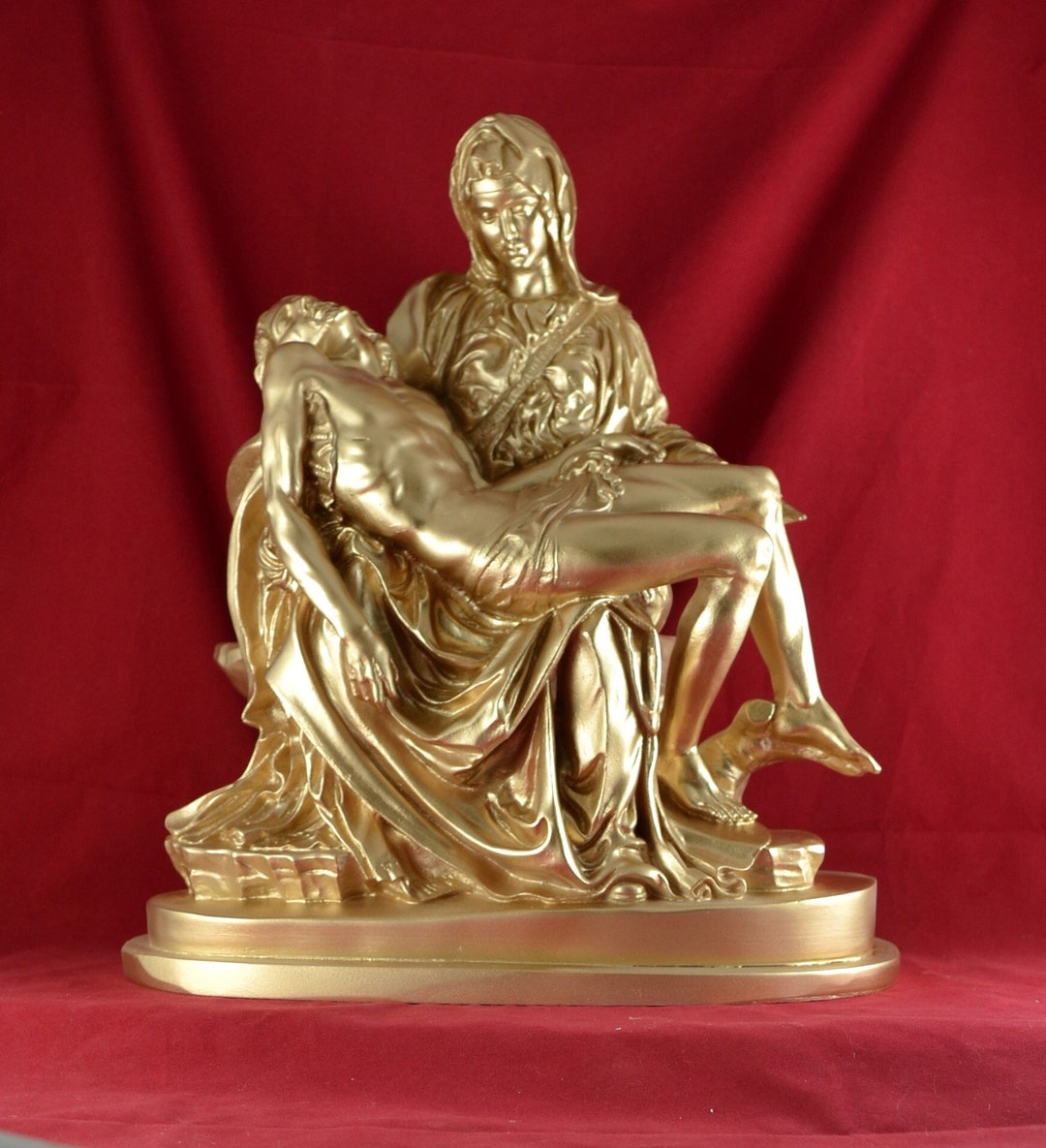 Big Pieta by Michelangelo Madonna Jesus Statue Sculpture Gold Handmade ...