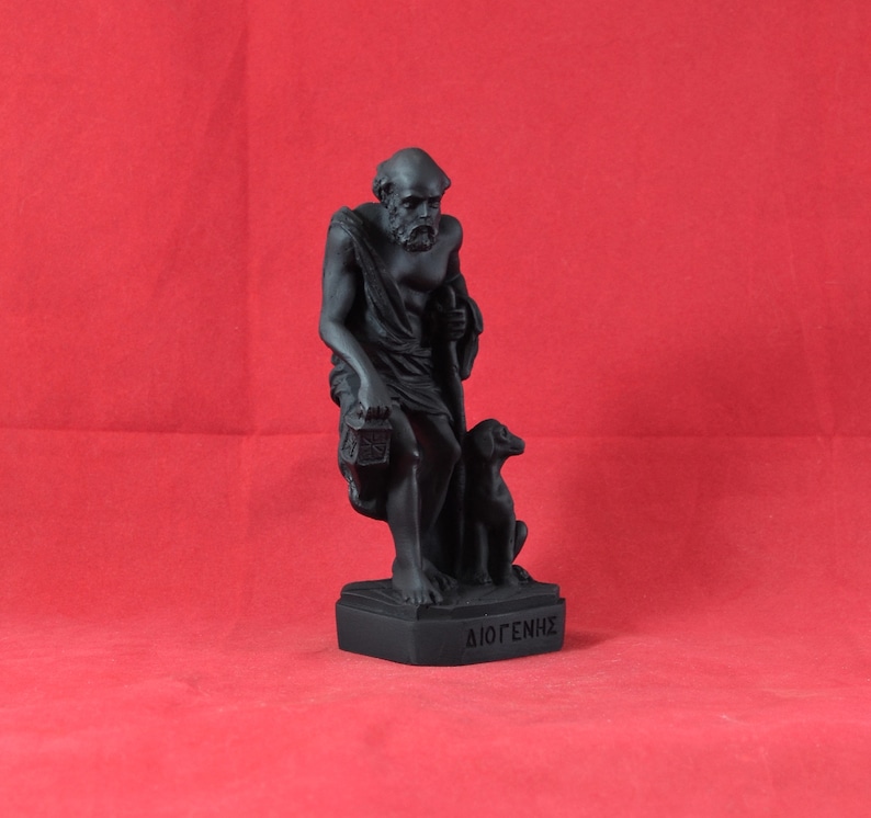 Diogenes Statue With Dog the Cynic, Greek Philosopher Black 16cm - 6 ...