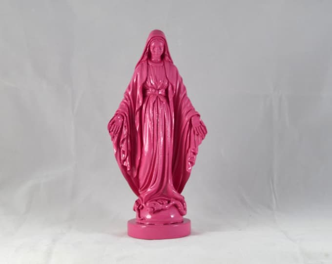 Virgin Mary Sculpture Madonna Marble Greek Dark Pink Religious Statue ...