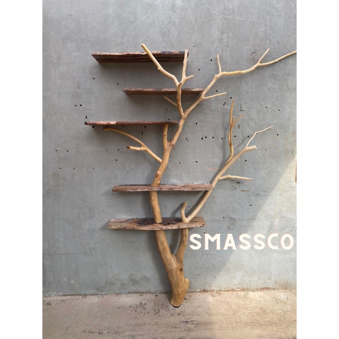 Tree Branch Floating Shelf Solid Wood Live Edge Floating Corner Wall ...