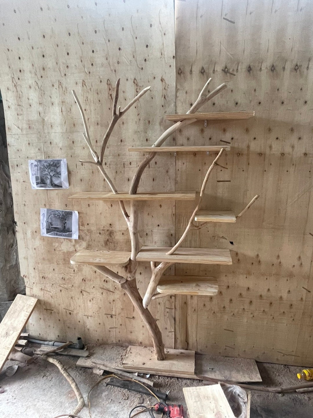 Tree Branch Floating Shelf Solid Wood Live Edge Floating Corner Wall ...