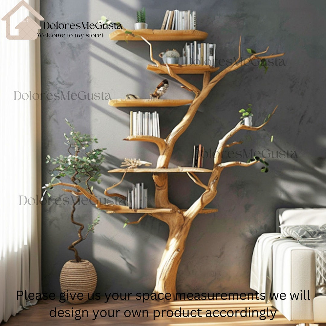 Tree Branches Floating Wooden Bookshelf Live Next to Rustic Corner ...