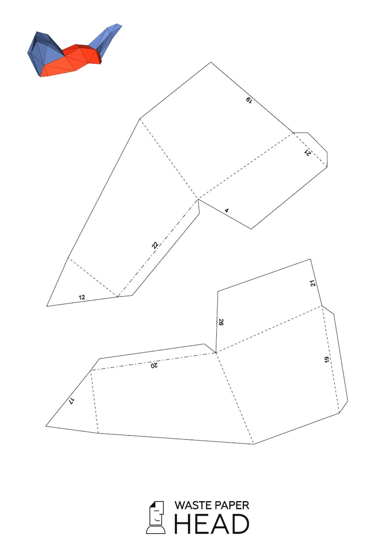 Papercraft fox ears printable DIY template | Etsy