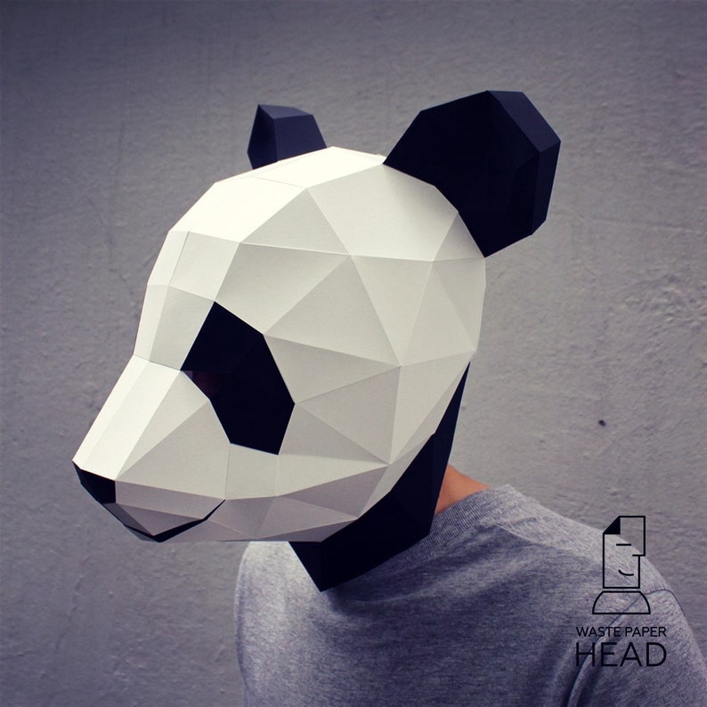 17 papercraft panda mask printable digital template | Etsy