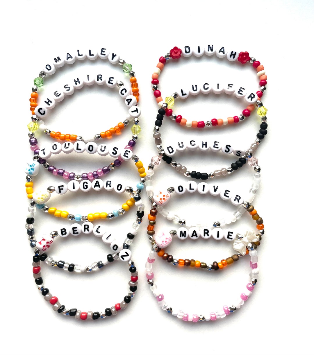 10 Pack Assorted Disney Cats Inspired Themed Friendship Bracelets Cast Member Appreciation Gifts ...