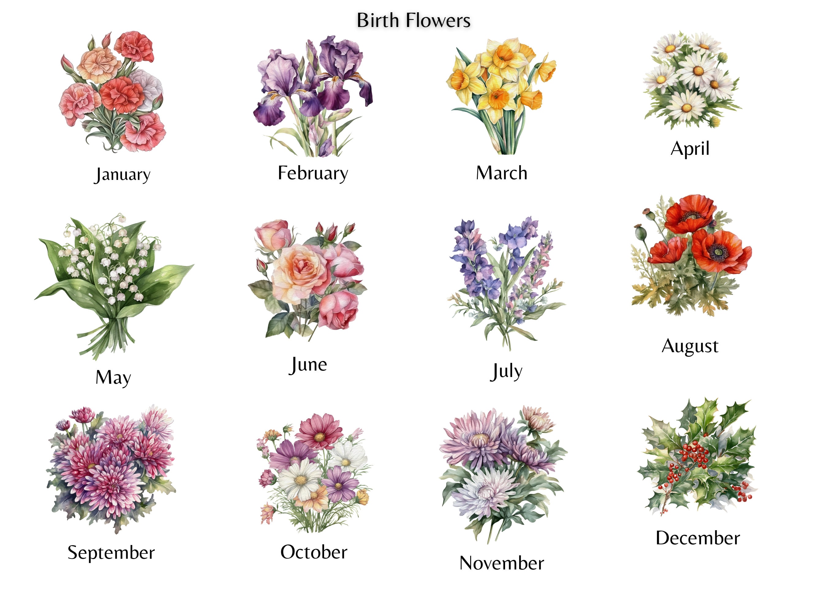 December Birth Flower Mug, Personalized Mug, Gift for Birthday, Birth ...