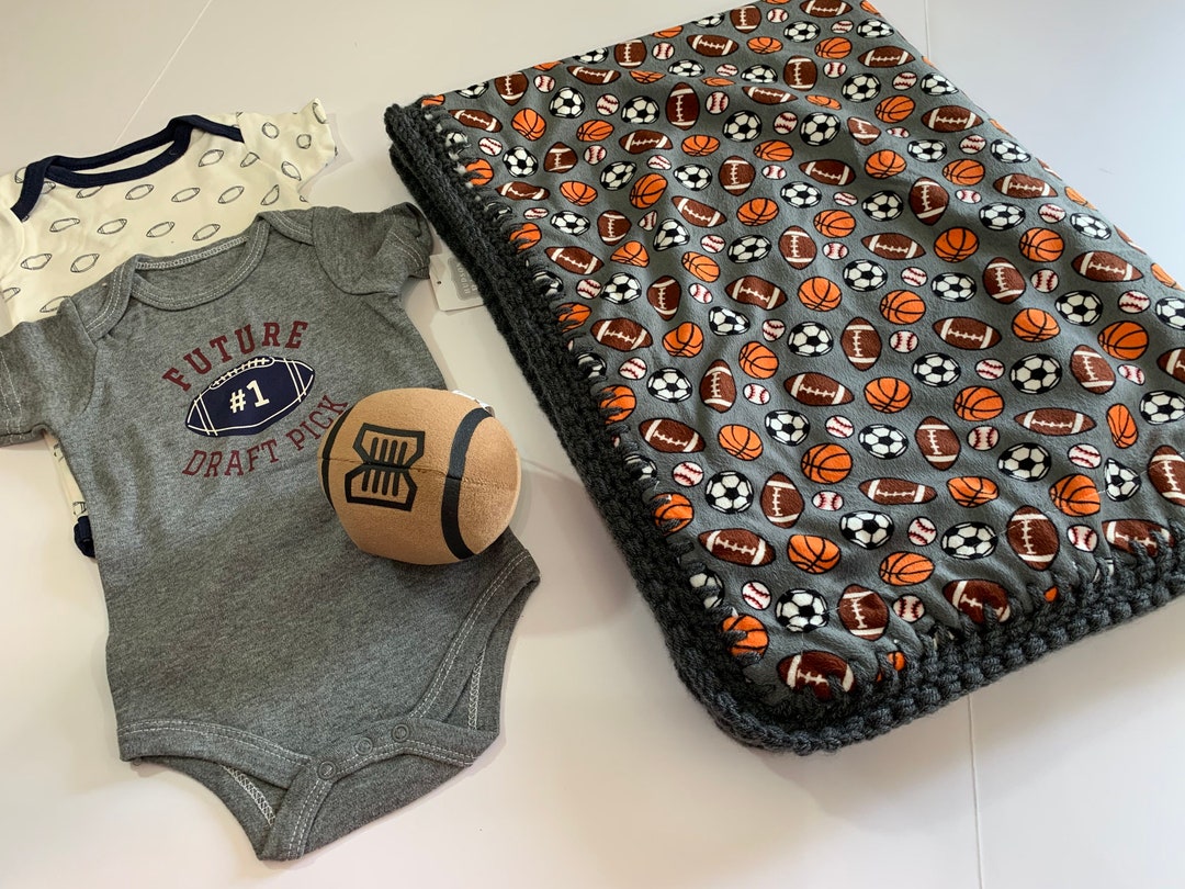 Future Football Draft Pick Minky/sherpa Crochet Baby Blanket 4 Piece ...