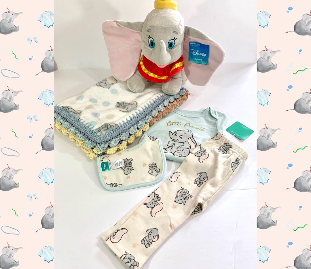 Disney Vintage Style Dumbo Little Peanut Crocheted Baby Blanket Gift ...