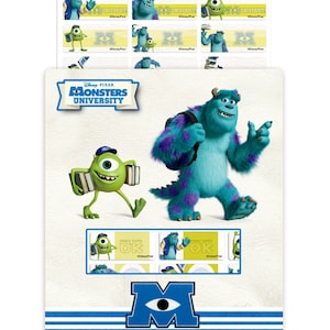 48/96+32 FREE Monsters University Personalised Name Label Sticker ...