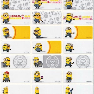 48/96 Minions Personalised Name Label Stickers - Medium (30*13mm ...
