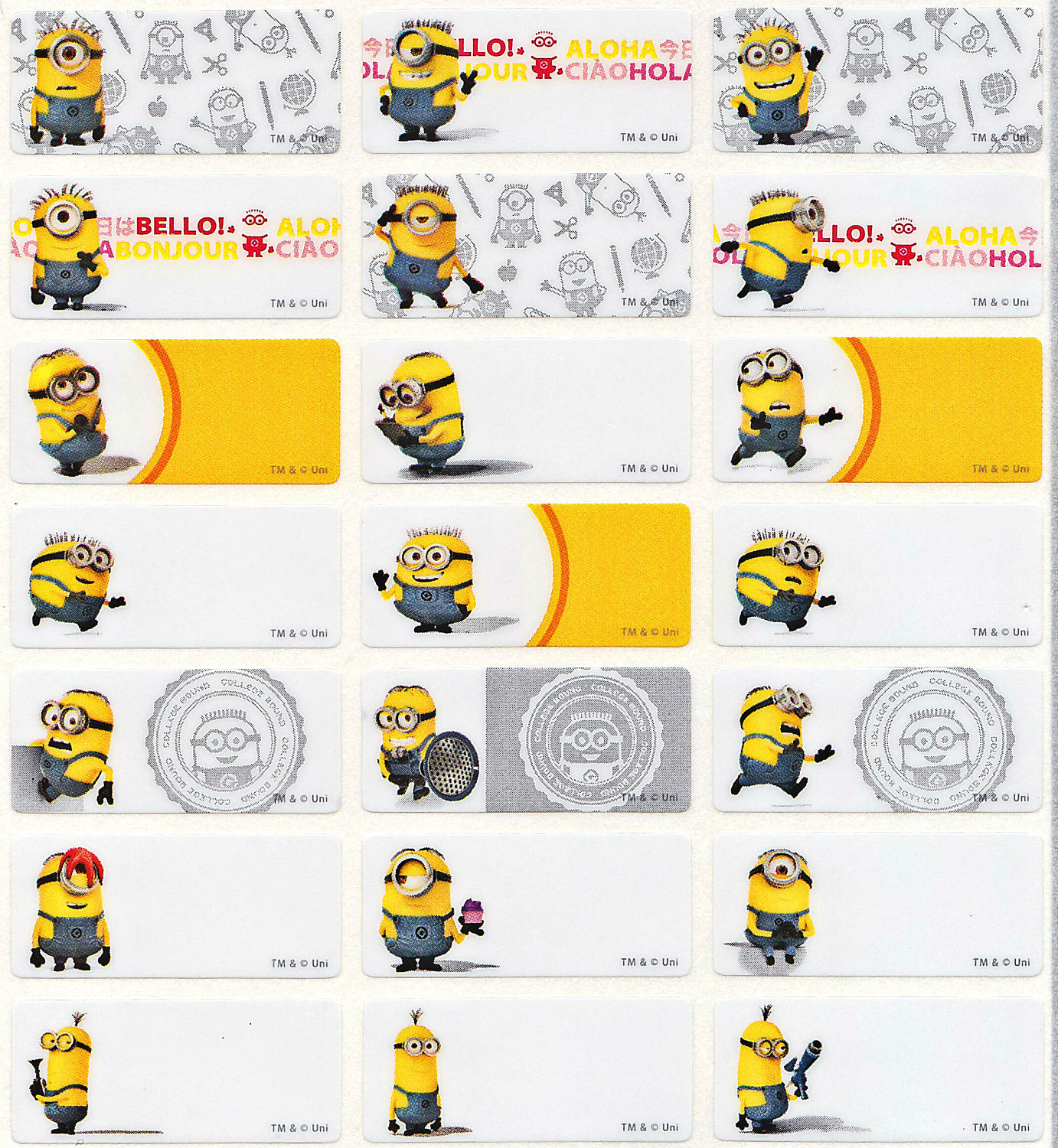 48/96 Minions Personalised Name Label Stickers Medium - Etsy Ireland