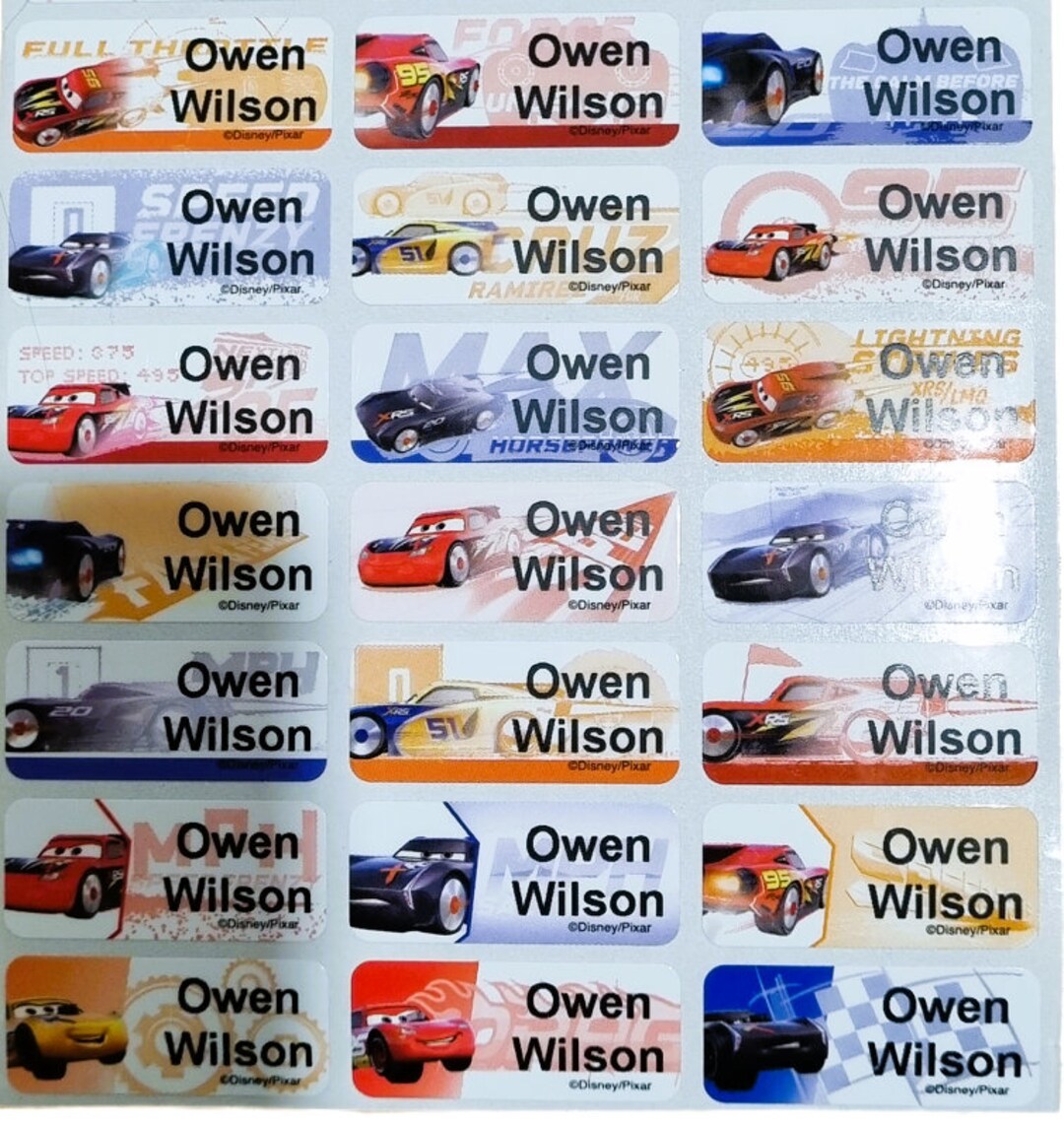 48/96 Cars Personalised Name Label Stickers - Medium (30*13mm ...