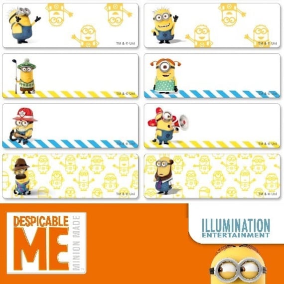 28/56 Minions Personalised Name Label Stickers Large - Etsy UK