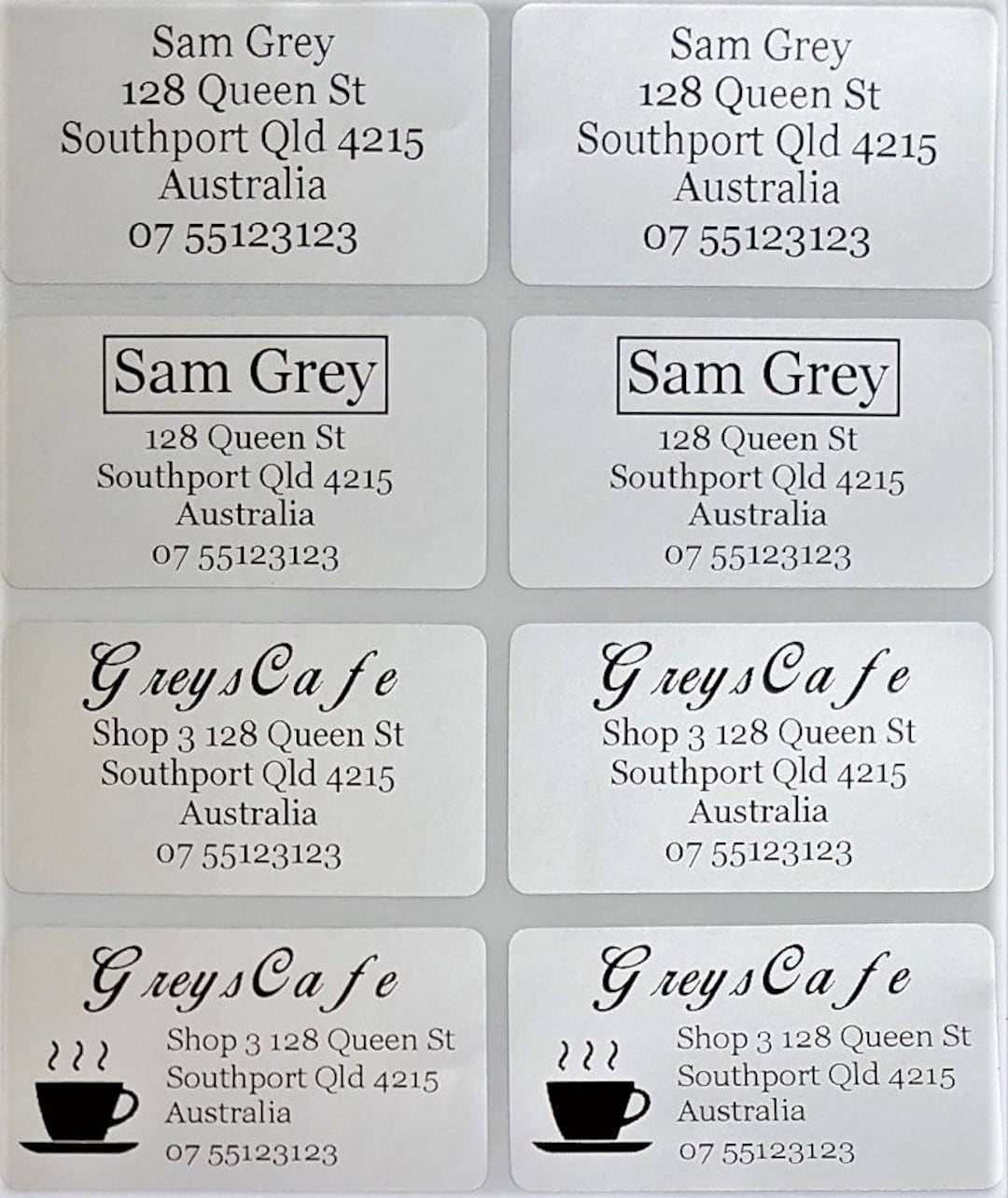 Silver Personalised Name / Address Label Stickers- XL (45*25mm ...