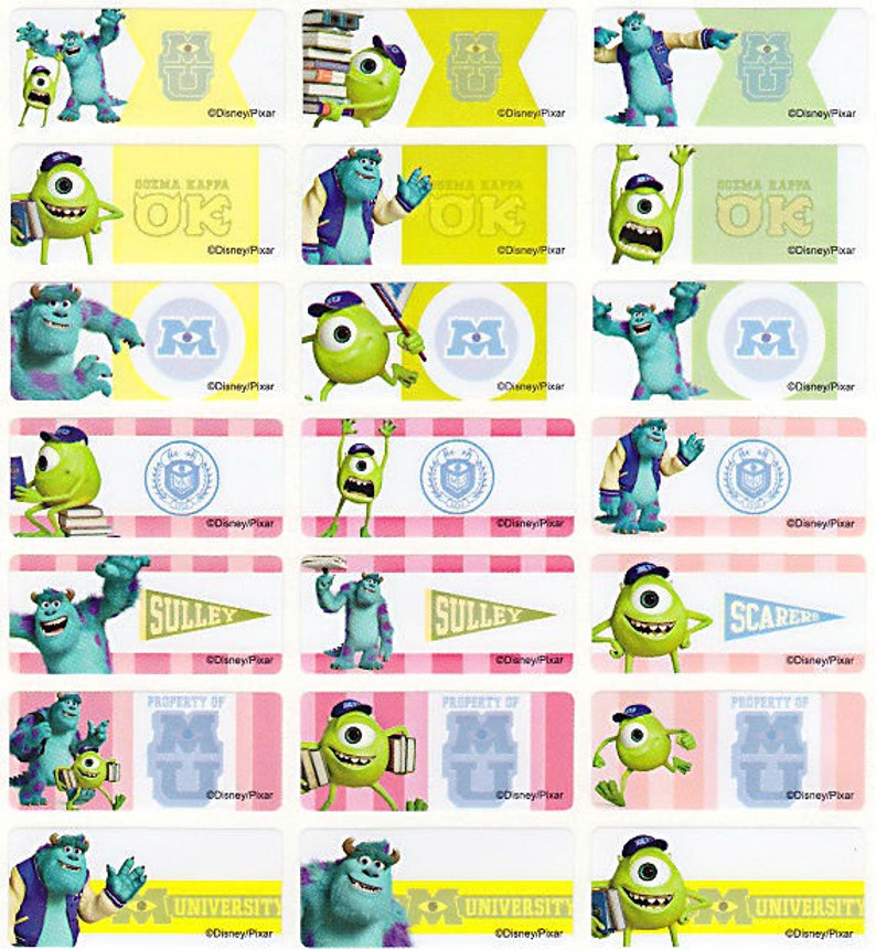 48/96+32 FREE Monsters University Personalised Name Label Sticker ...