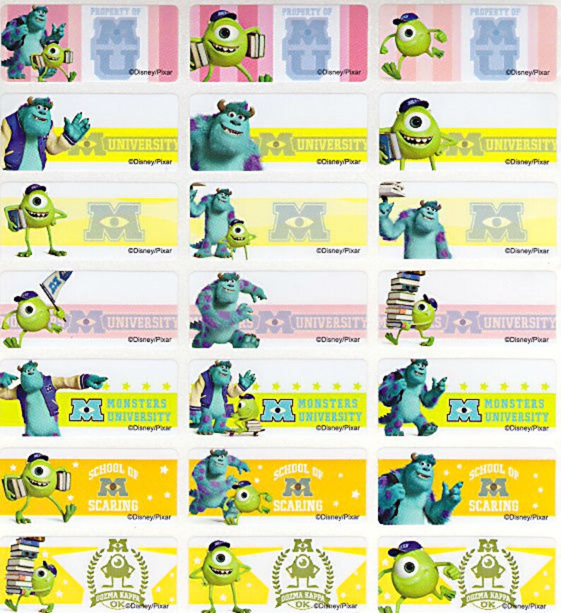 48/9632 FREE Monsters University Personalised Name Label - Etsy