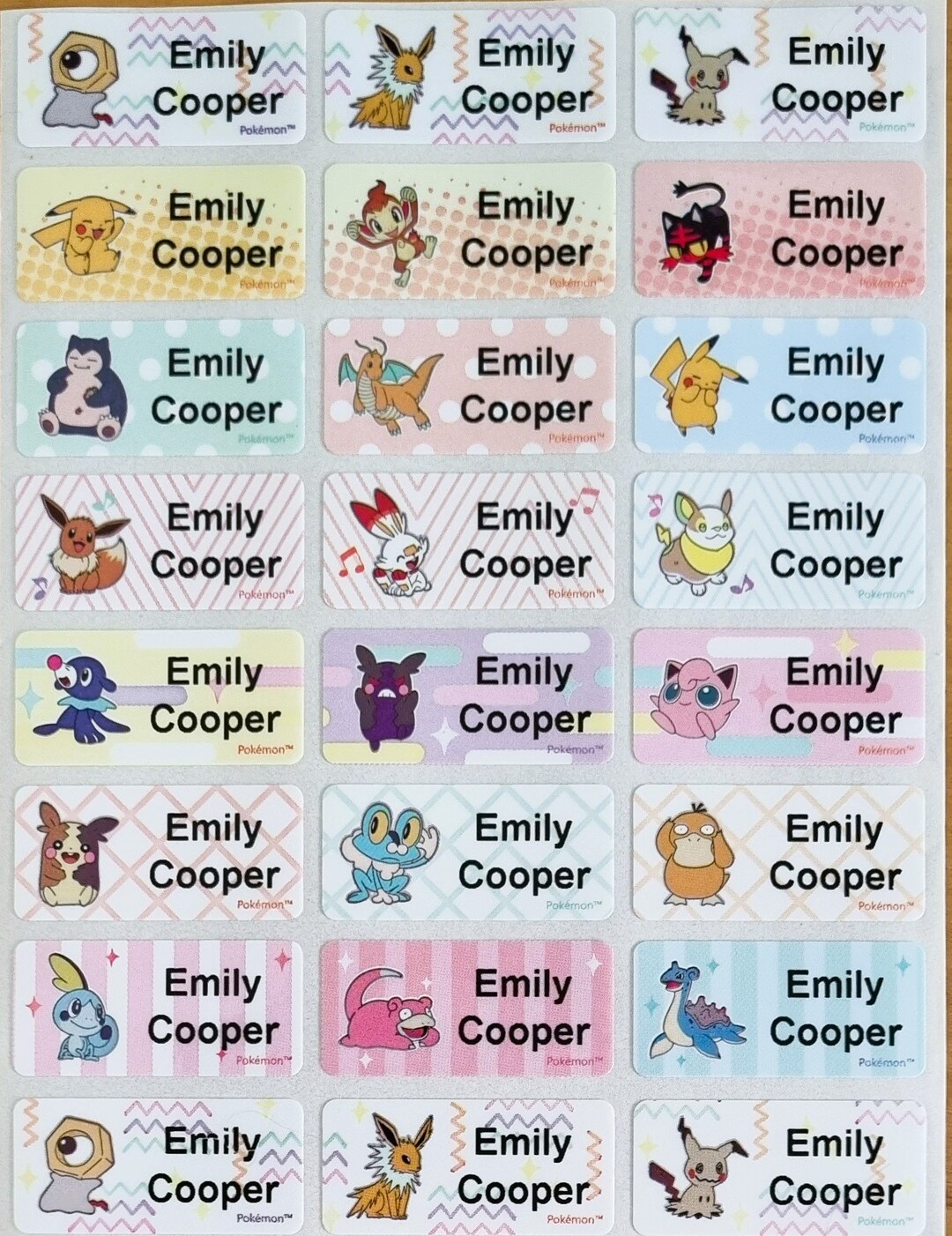 48/96 Pokemon Journey2023 Personalised Name Label Sticker Dishwasher ...