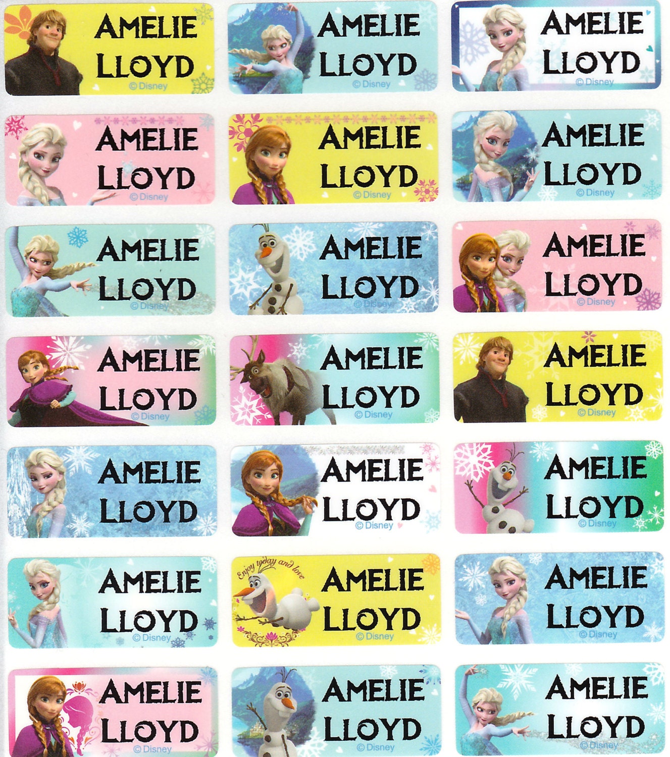 48/96 Frozen Personalised Name Label Stickers - Medium (30*13mm ...