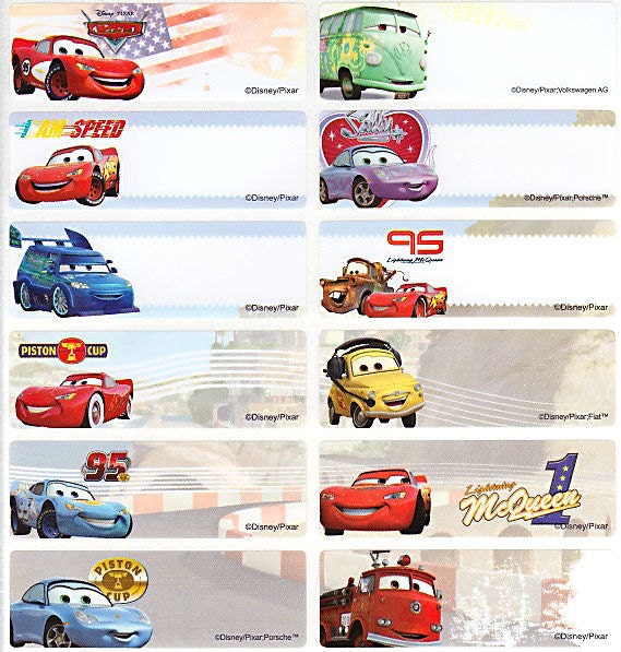 28 56 Cars Personalised Name Label Stickers Large 46 15mm Dishwasher Safe Labels