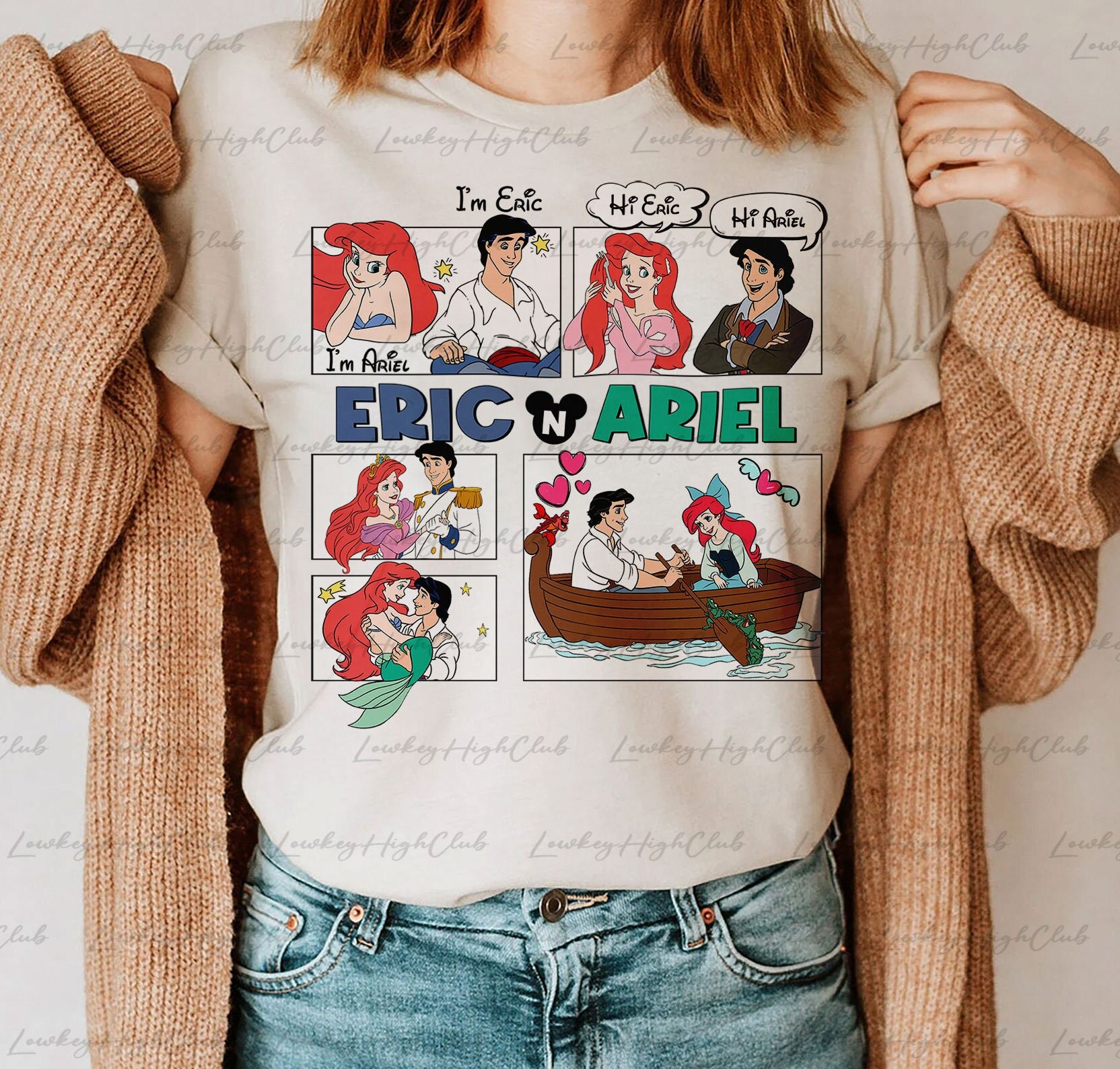 Retro 90s Ariel and Eric Couple Shirt, Little Mermaid Valentine Shirt ...