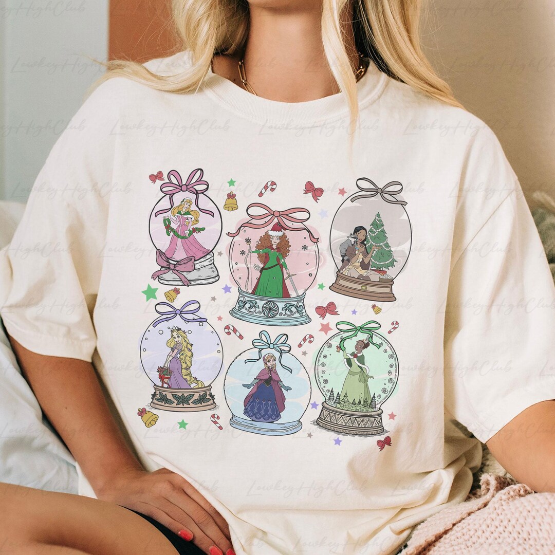 Snow Globe Princess Disney Holidays Shirt, Girly Princess Christmas ...