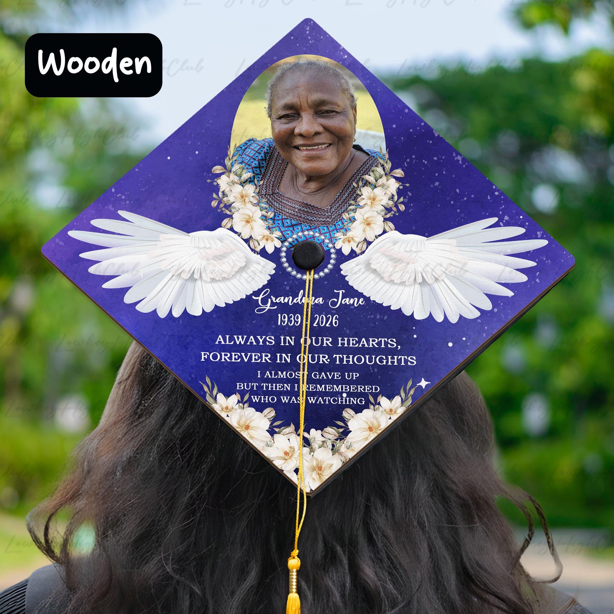 Custom Memorial Graduation Cap Topper, Sympathy Parents Loss Grad Cap ...