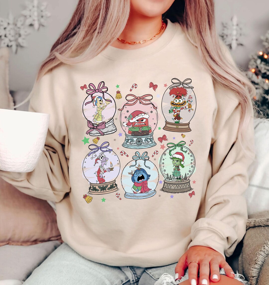 Inside Out Snow Globe Christmas Sweatshirt, Disney Inside Out Holidays ...