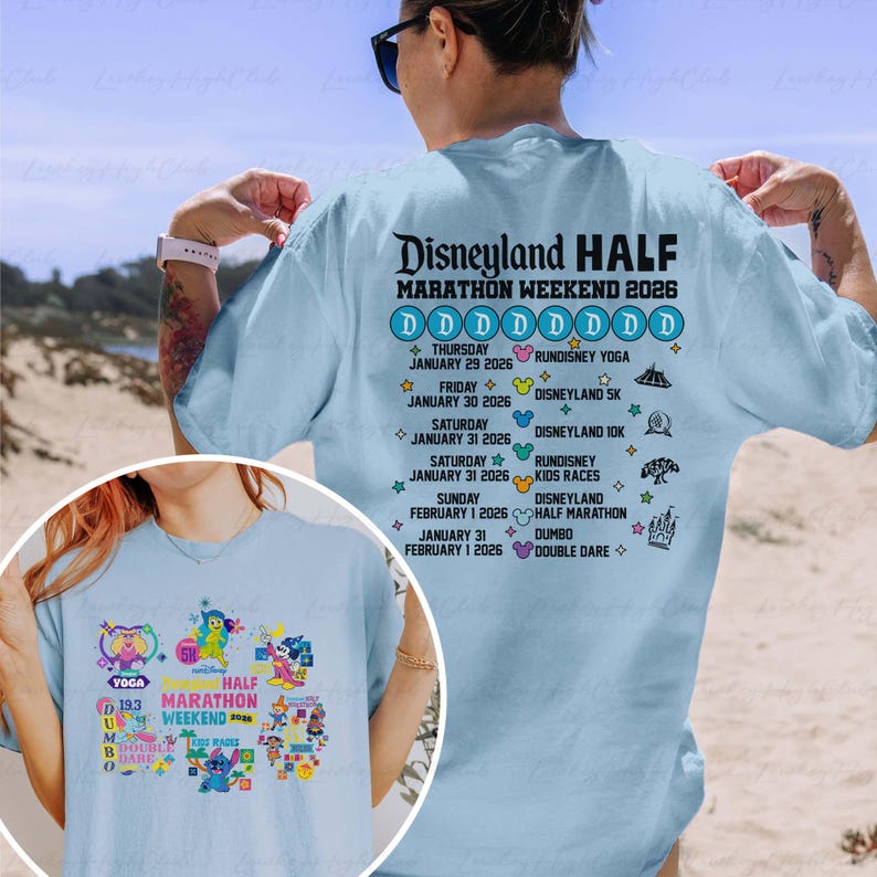 Rundisney 2026 Half Marathon 2 Sided Shirt, Race All Challenge Spring ...