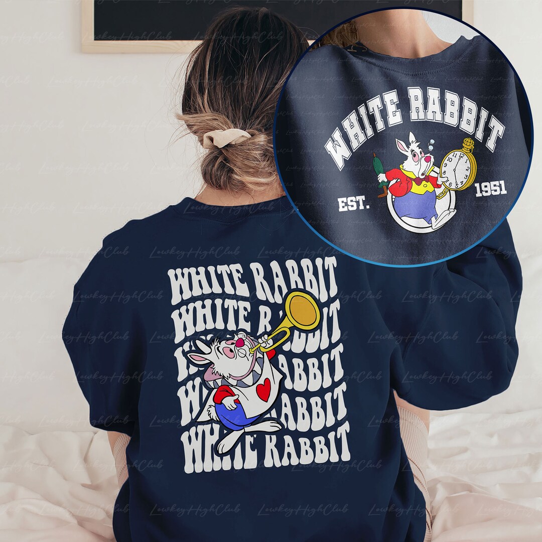 Disney White Rabbit 2 Sided Sweatshirt, Alice in Wonderland, White ...