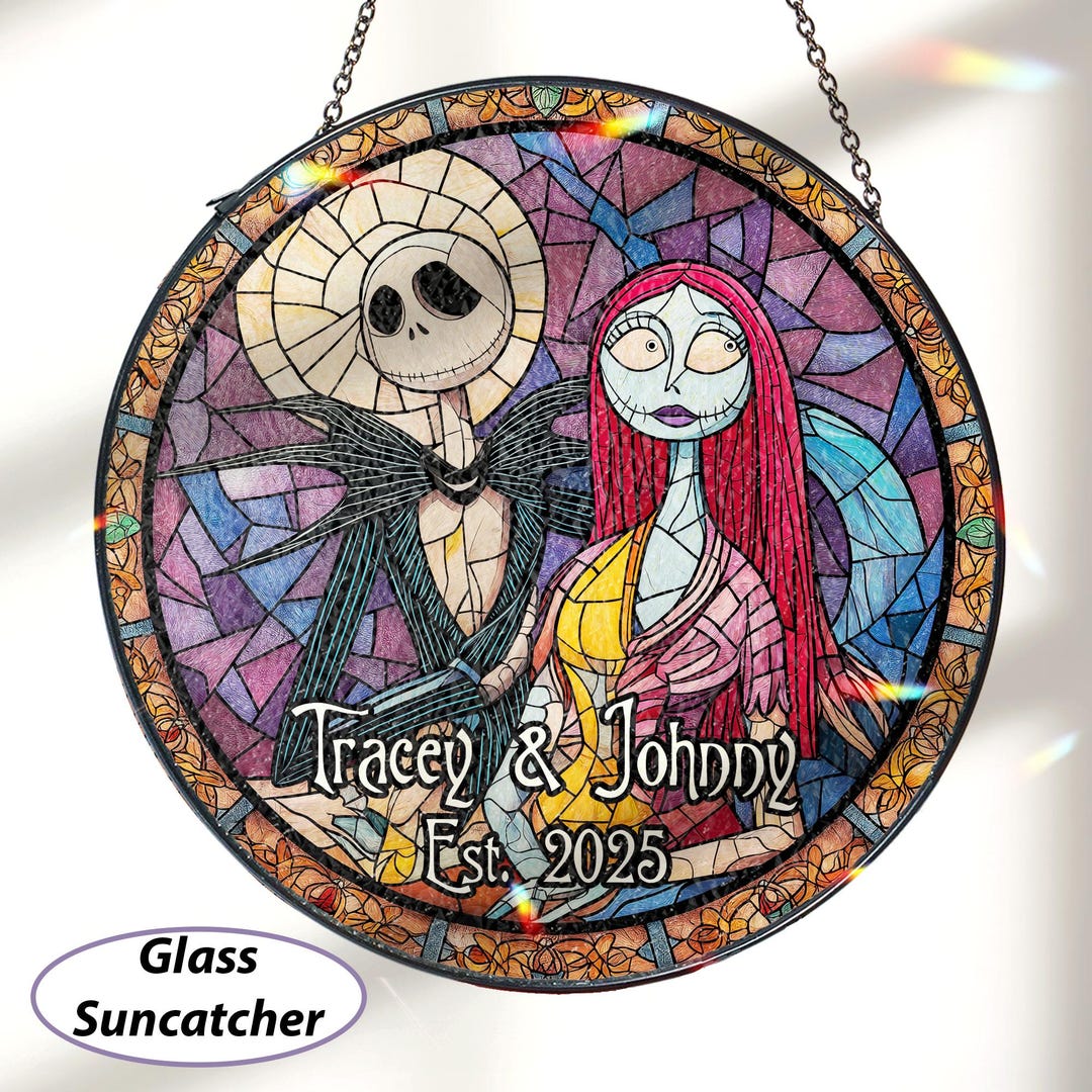Jack and Sally Custom Halloween Suncatcher, Nightmare Before Halloween ...