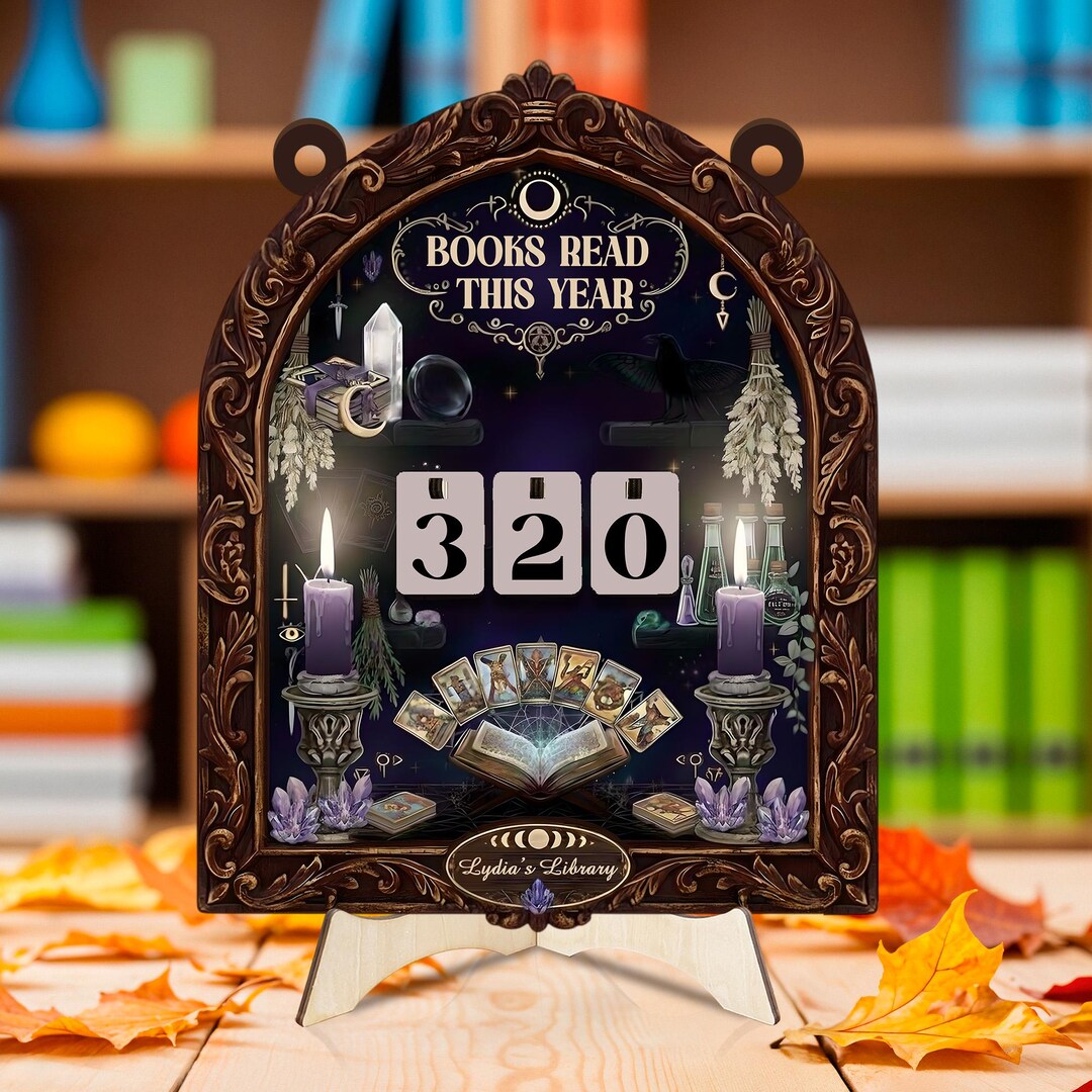 Personalized Witch Book Tracker Sign, Witchcraft Library Book Counter ...