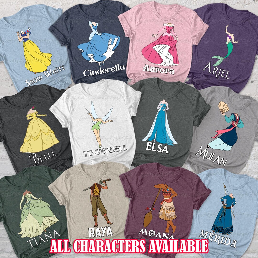 Princess Disney Characters Squad Shirt, Princess Goal Disney Shirt ...