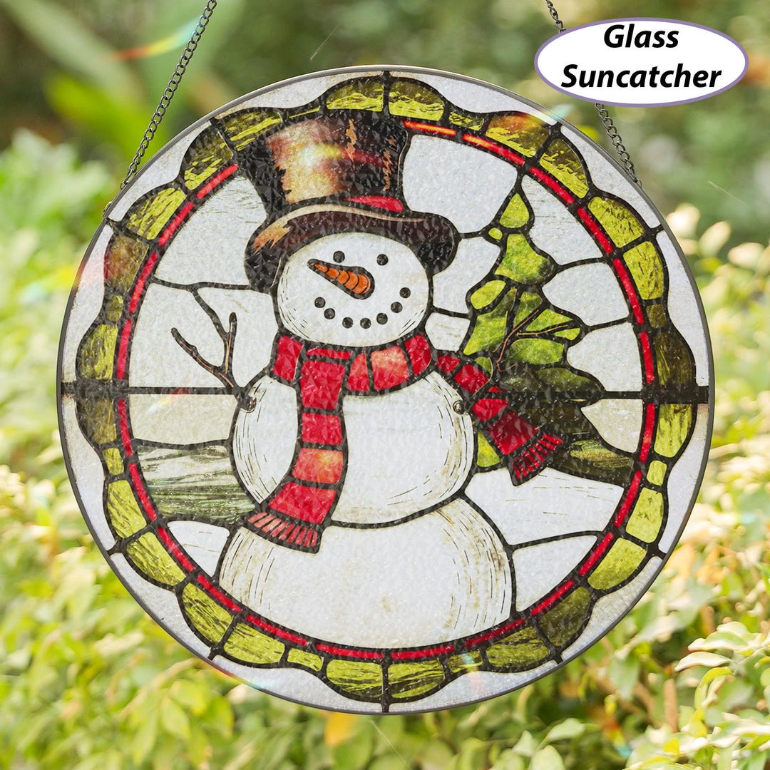 Vintage Snowman Stained Glass Suncatcher, Frosty the Snowman Stained ...