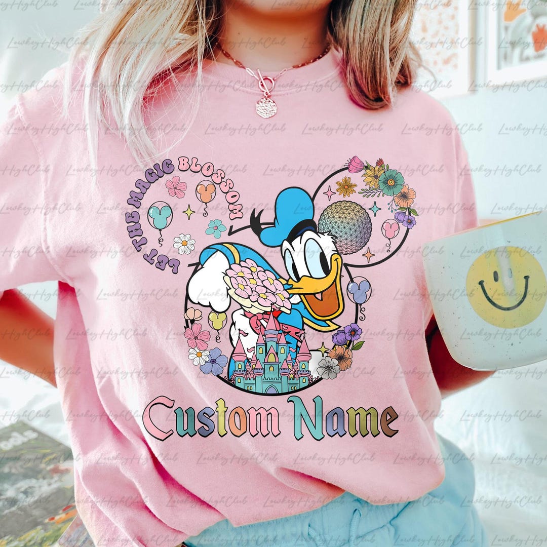 Donald Customize Floral Shirt, Donald Flower Castle Shirt, Mickey ...